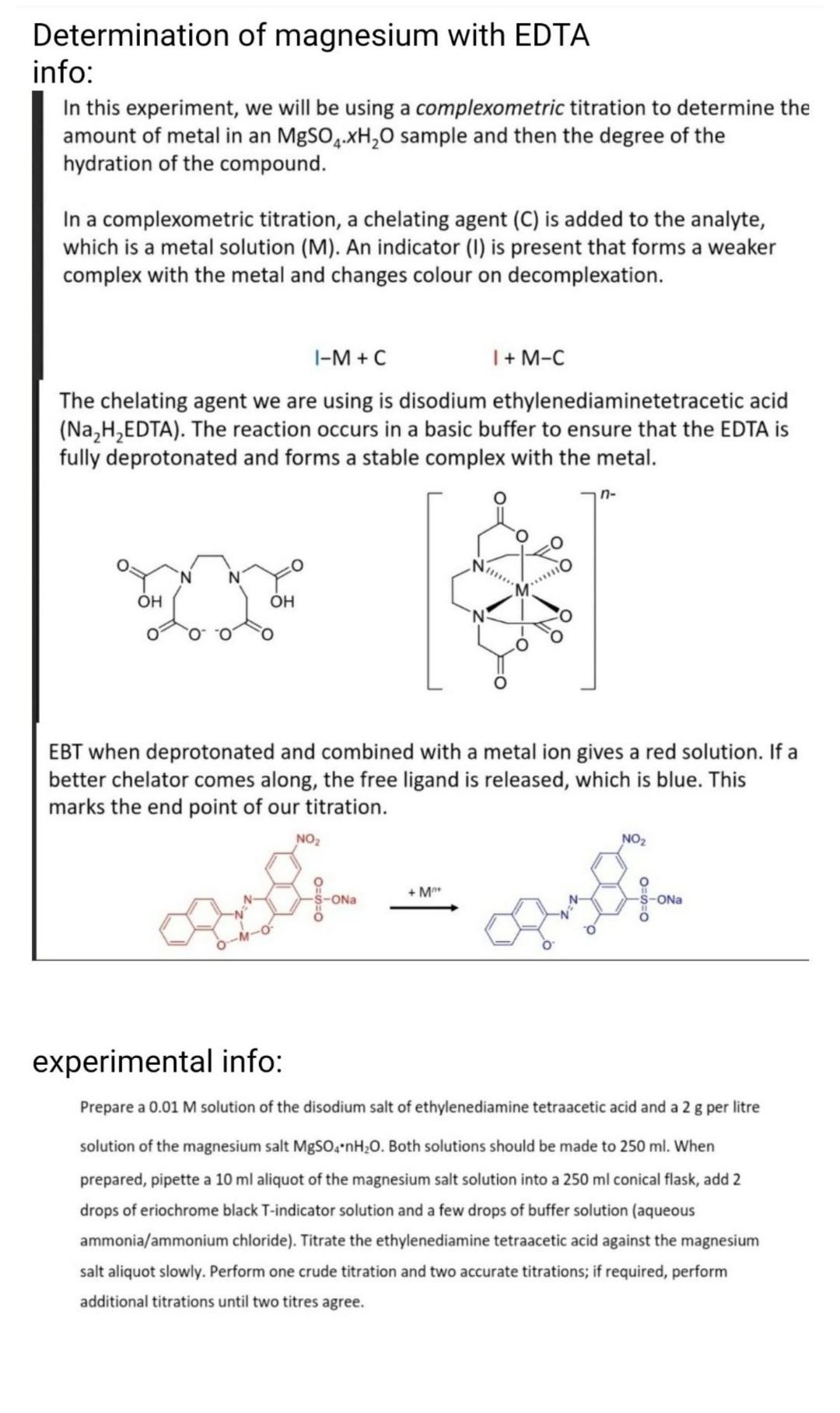 Solved Determination of magnesium with EDTA info: In this | Chegg.com