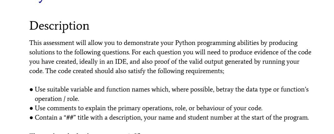 Solved Description This assessment will allow you to | Chegg.com