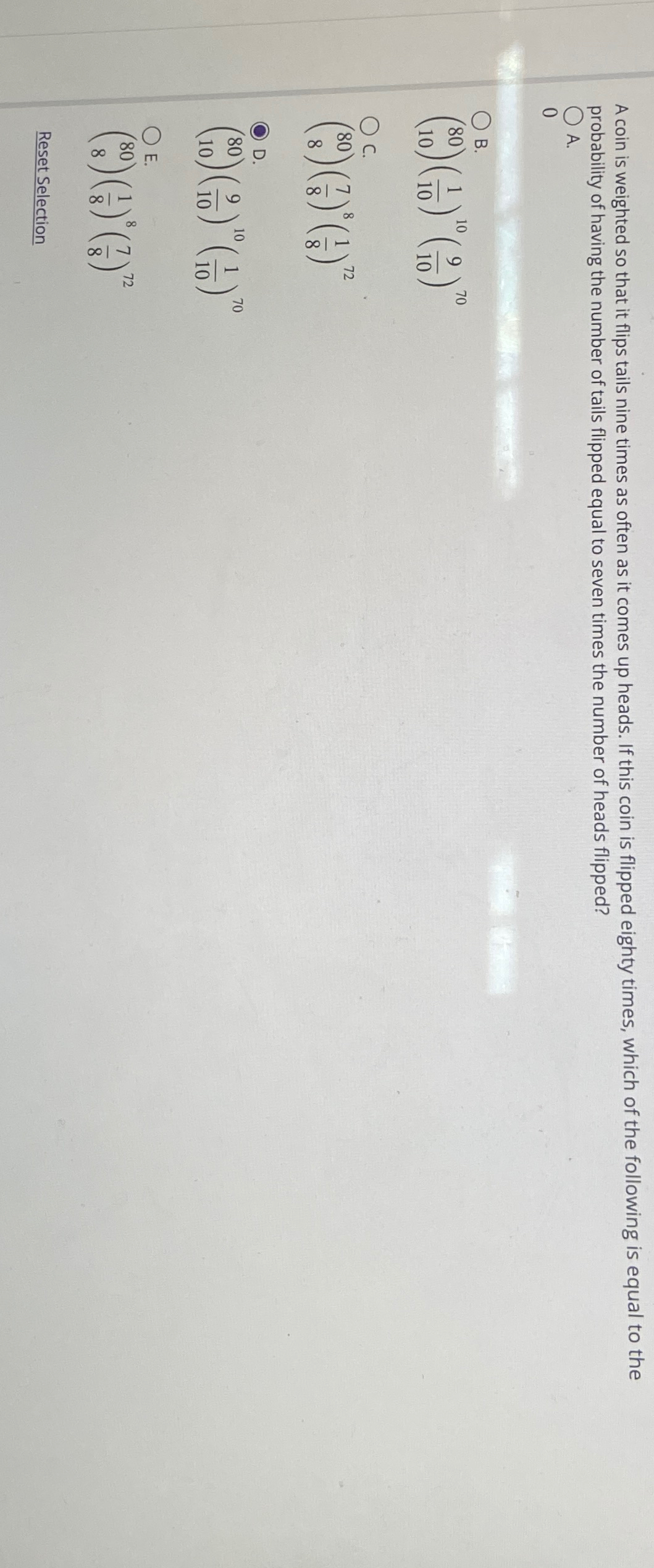 Solved A coin is weighted so that it flips tails nine times | Chegg.com