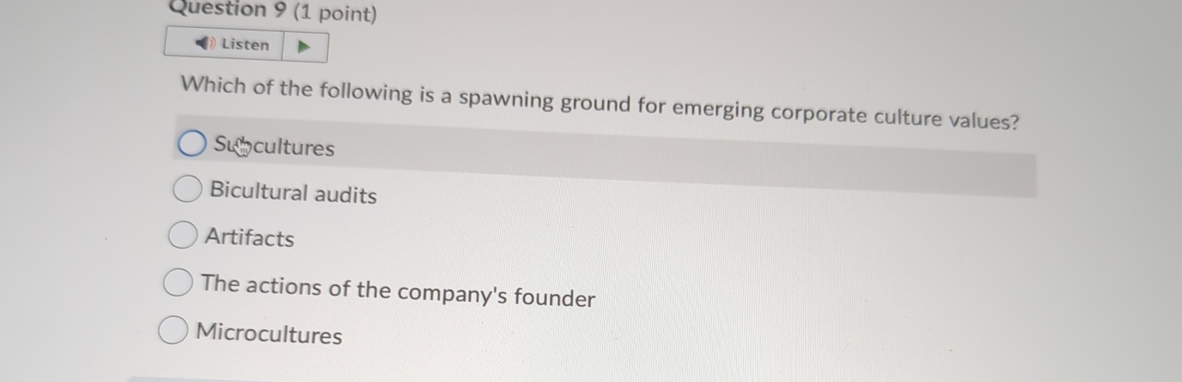 Solved Question 9 (1 ﻿point)ListenWhich of the following is | Chegg.com