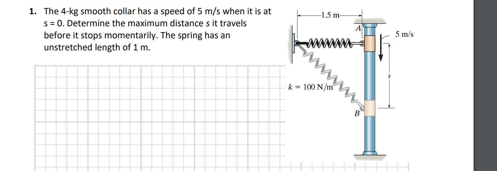 Solved The 4-kg ﻿smooth collar has a speed of 5ms ﻿when it | Chegg.com
