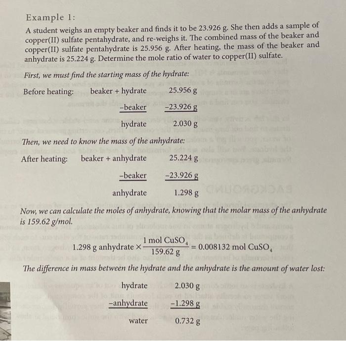 Solved C. Empirical Formula of an Unknown Hydrate Formula of | Chegg.com