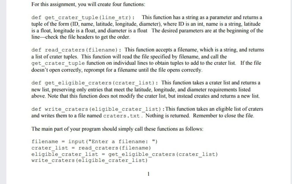 Solved For This Assignment You Will Create Four Functions 7034