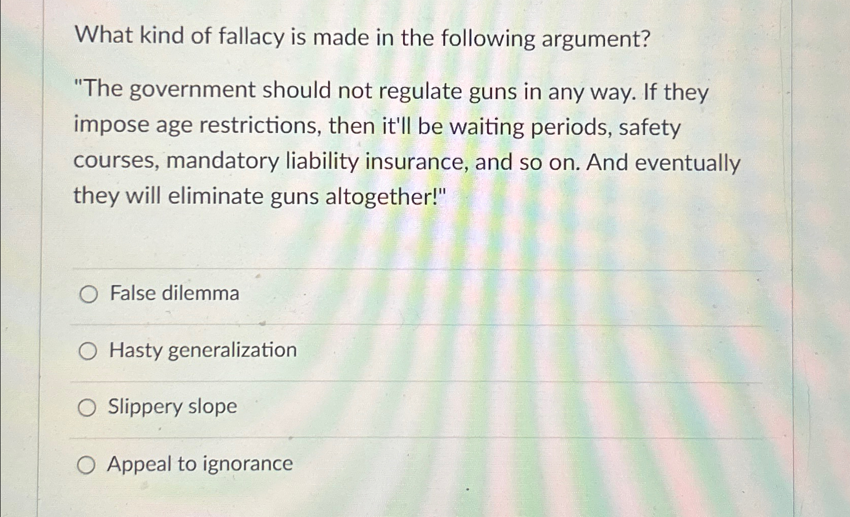 Solved What kind of fallacy is made in the following | Chegg.com