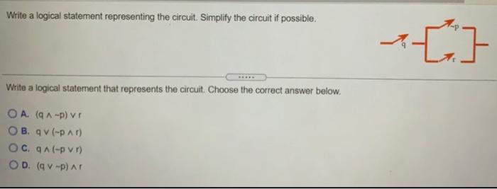 Solved Write a logical statement representing the circuit to | Chegg.com