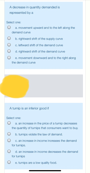 Solved A Decrease In Quantity Demanded Is Represented By A 8655