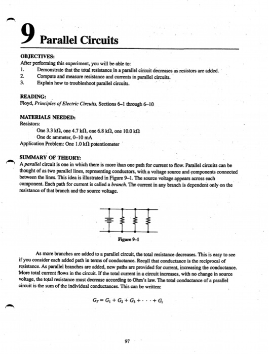 Solved Parallel Circuits OBJECTIVES: After performing this | Chegg.com