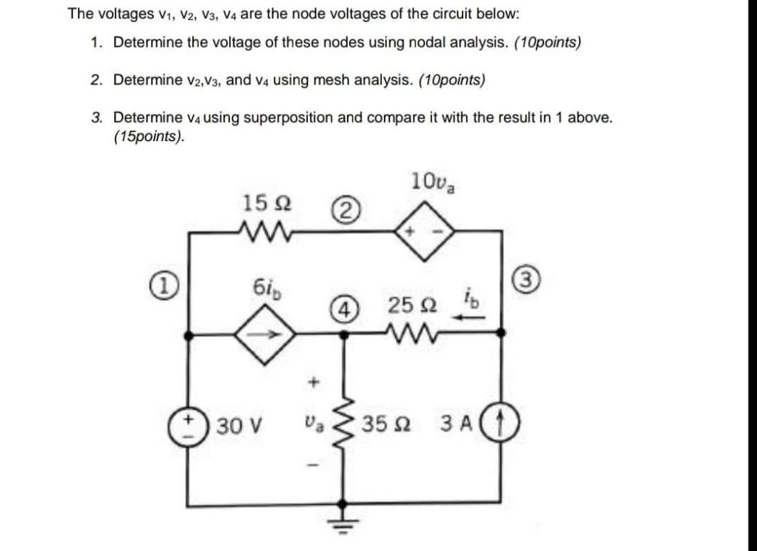 Solved The voltages V1, V2, V3, V4 are the node voltages of | Chegg.com