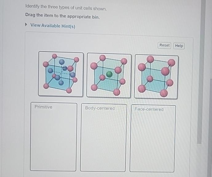 Solved Identify the three types of unit cells shown.Drag the | Chegg.com