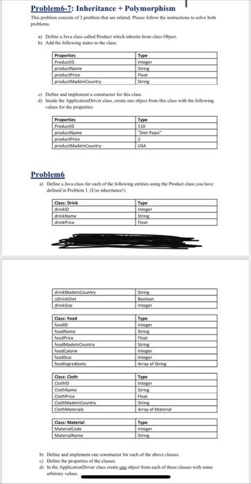 Solved Problem6-7: Inheritance + Polymorphism This problem | Chegg.com