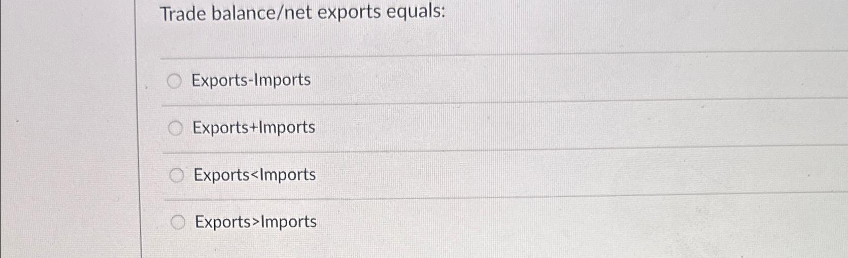 Solved Trade balance/net exports | Chegg.com