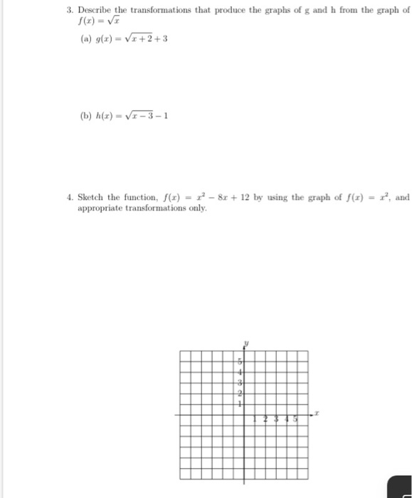 Solved 2. Describe the transformations that produce the | Chegg.com