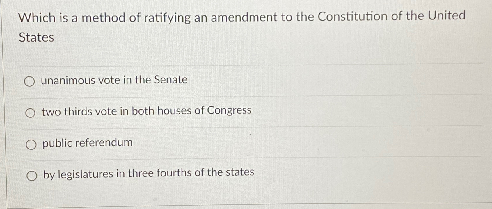 Solved Which is a method of ratifying an amendment to the | Chegg.com