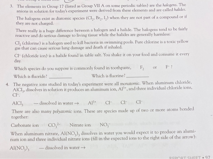 Solved 3. The elements in Group 17 (listed as Group VII A on | Chegg.com