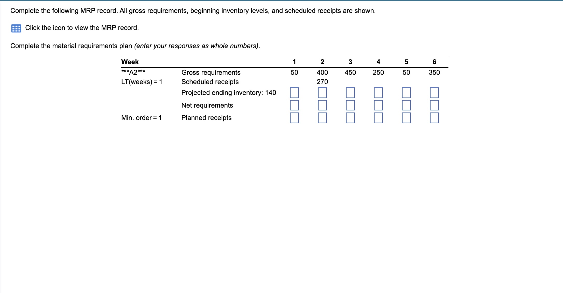 Solved Complete the following MRP record. All gross | Chegg.com