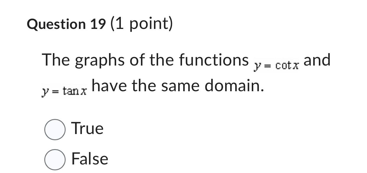 Solved Question 19 (1 ﻿point)The graphs of the functions | Chegg.com