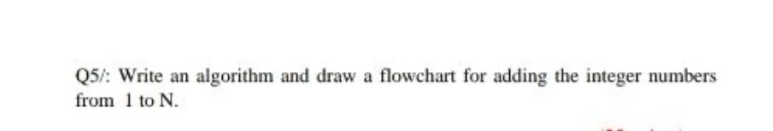 Solved Q5 /: Write an algorithm and draw a flowchart for | Chegg.com