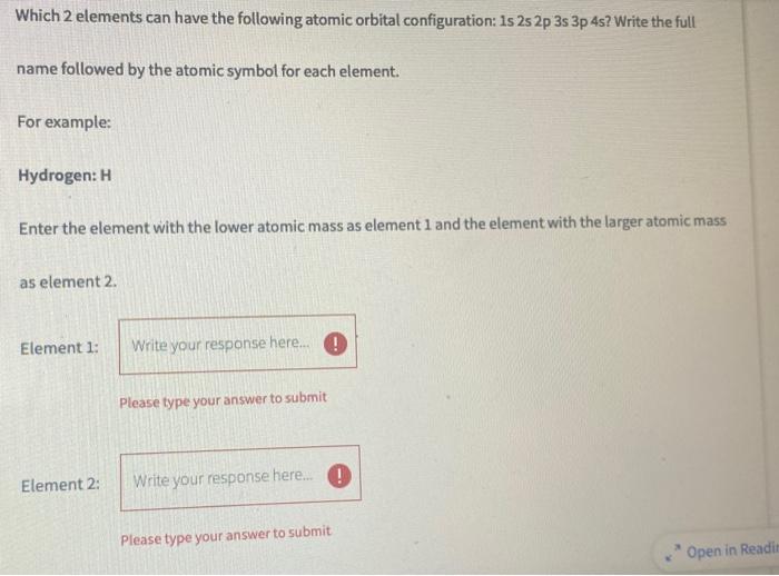 Solved Which 2 elements can have the following atomic | Chegg.com