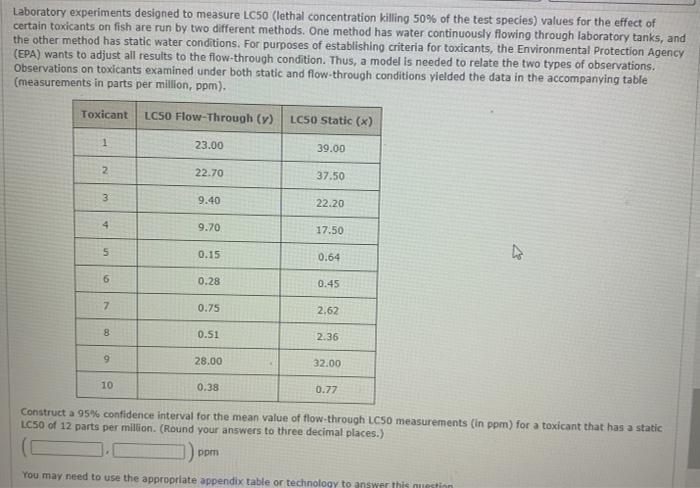Solved Laboratory experiments designed to measure LC50 | Chegg.com