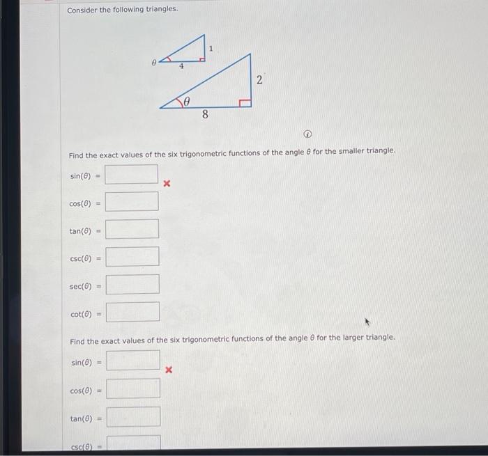 Solved Consider the following triangles. Find the exact | Chegg.com