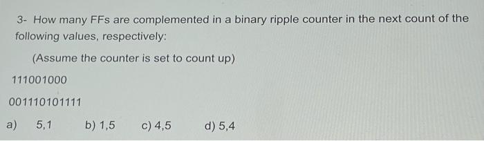 Solved 3- How many FFs are complemented in a binary ripple | Chegg.com