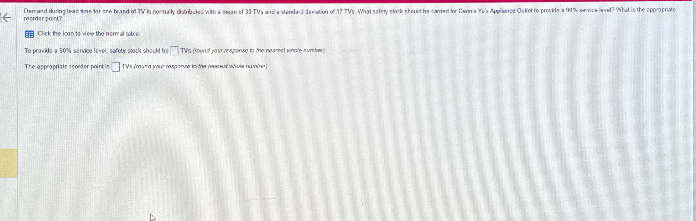 Solved reorder point?Click the icon to view the normal | Chegg.com