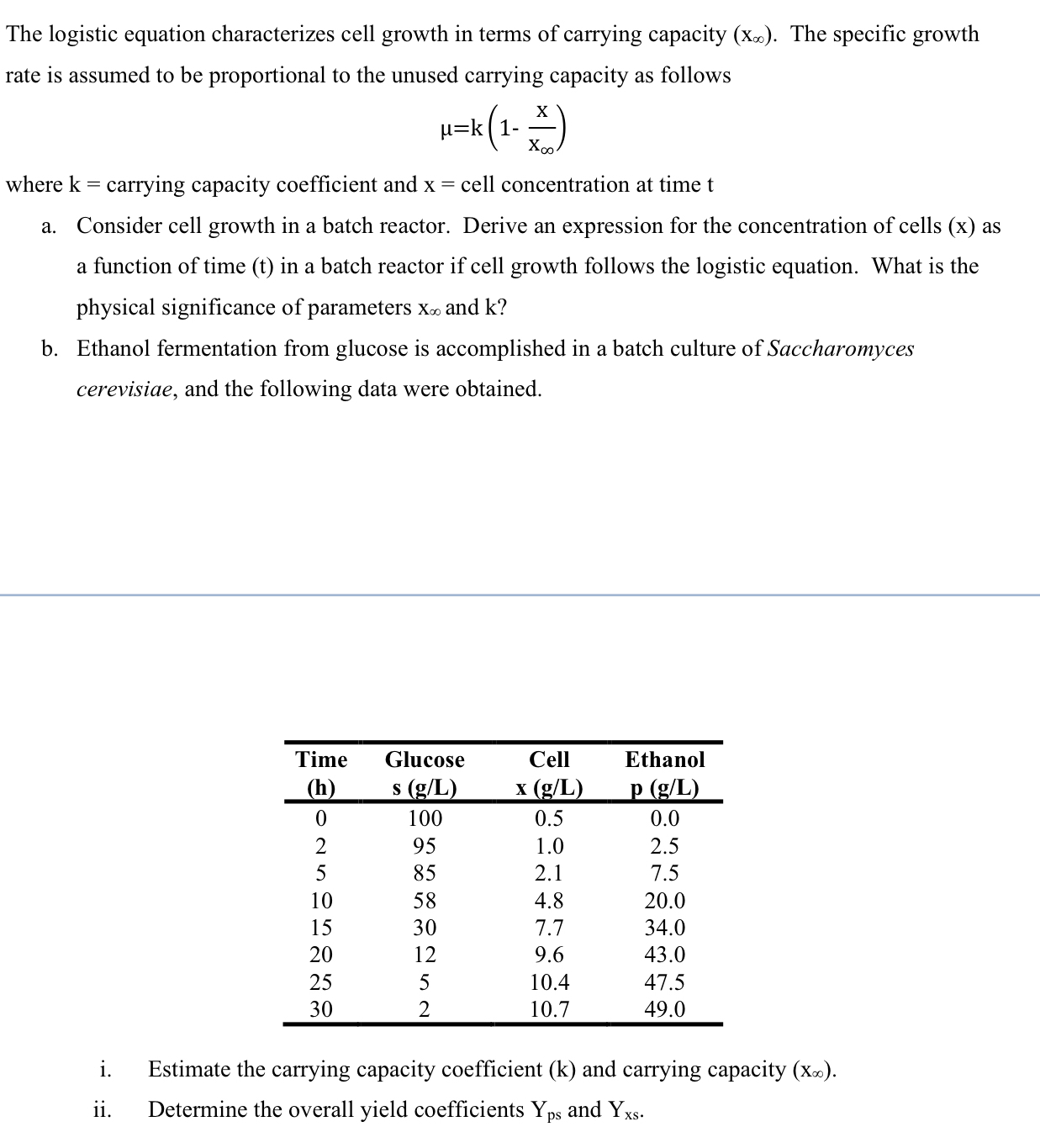 Solved The logistic equation characterizes cell growth in | Chegg.com