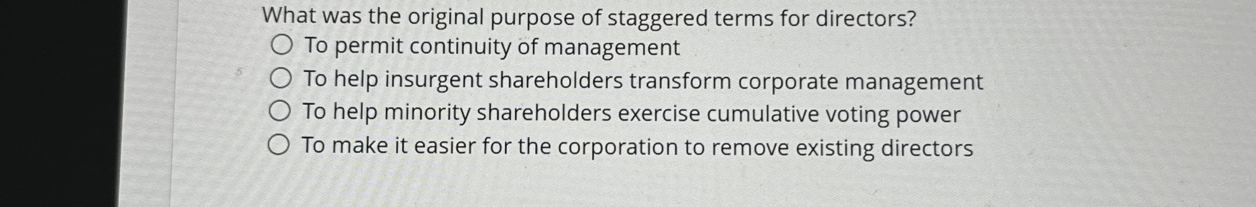 Solved What was the original purpose of staggered terms for | Chegg.com