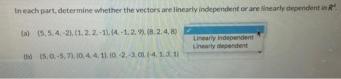 Solved In each part, determine whether the vectors are | Chegg.com