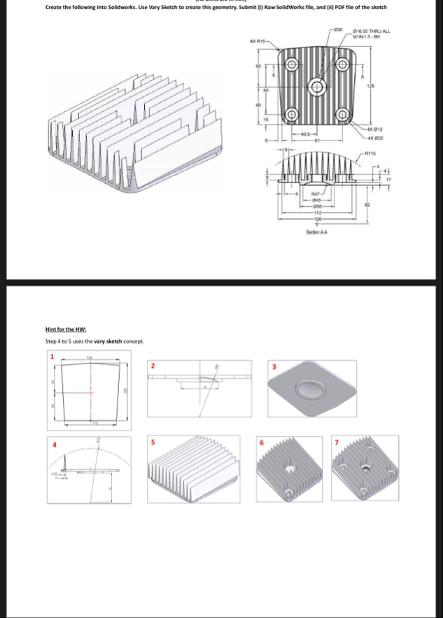 Create the following into Solidworks. Use Vary Shetch | Chegg.com