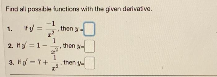 Solved Find all possible functions with the given | Chegg.com