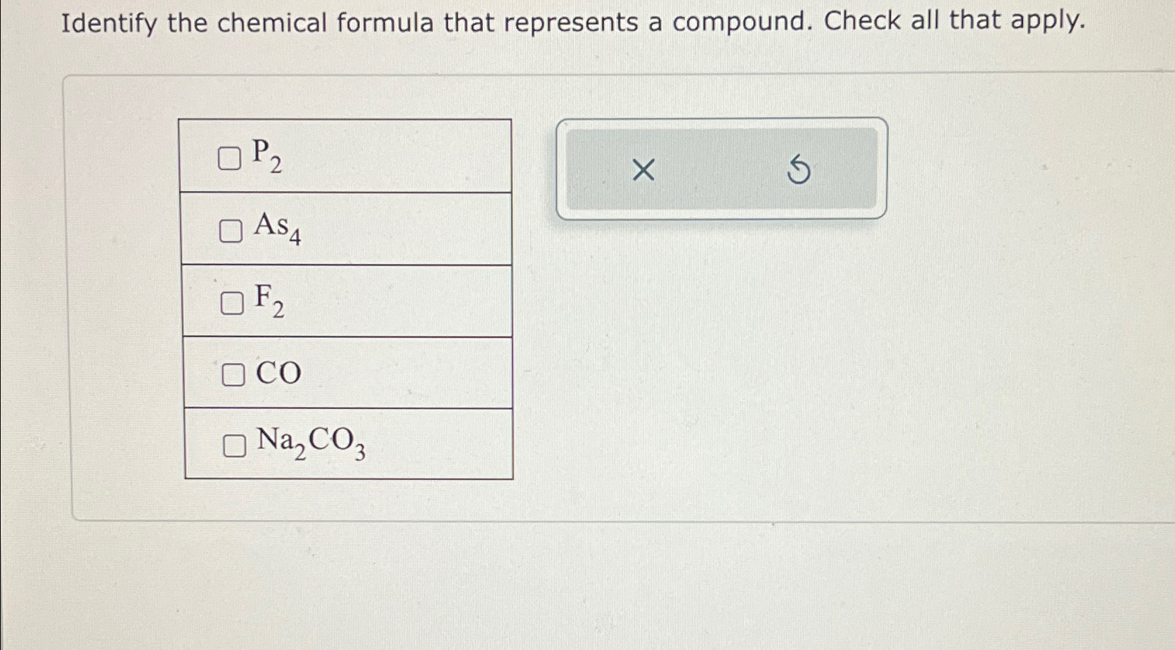 Solved Identify the chemical formula that represents a | Chegg.com
