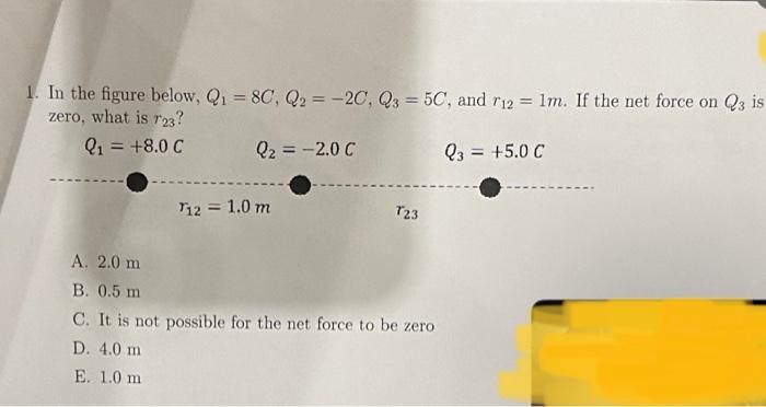 Solved 1. In the figure below, Q1=8C,Q2=−2C,Q3=5C, and r12=1 | Chegg.com