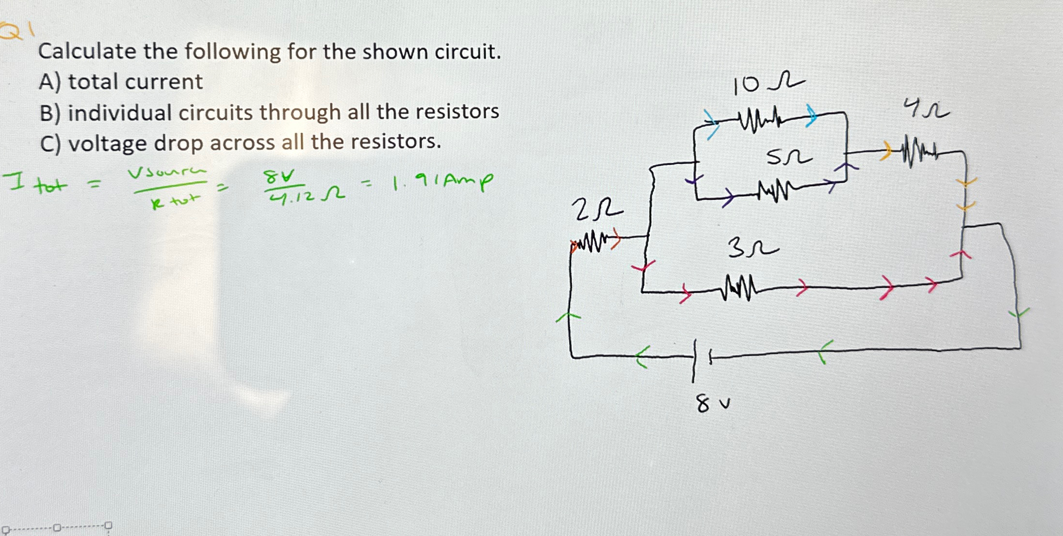 Solved Calculate the following for the shown circuit.A) | Chegg.com