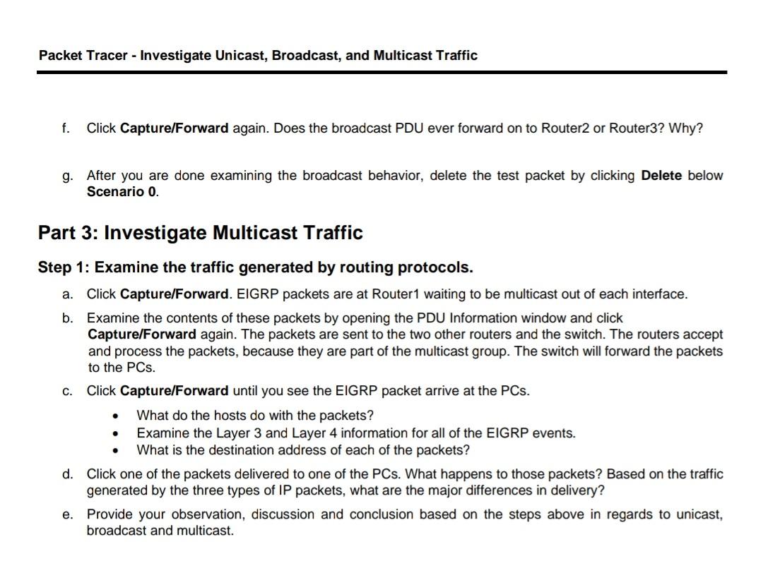Solved Topology Objectives Part 1: Generate Unicast Traffic | Chegg.com