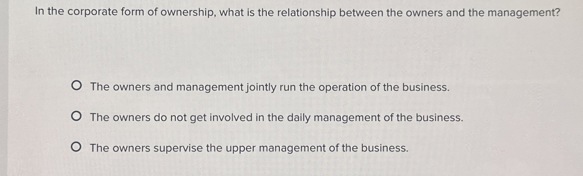 Solved In the corporate form of ownership, what is the | Chegg.com