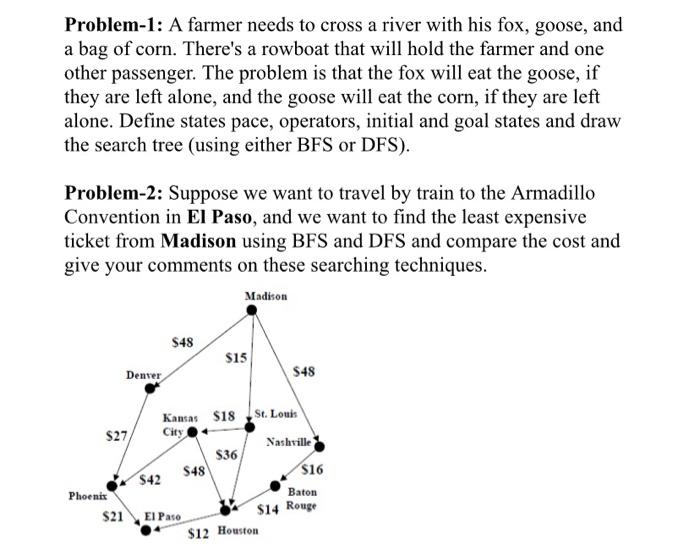 Solved Problem-1: A farmer needs to cross a river with his | Chegg.com