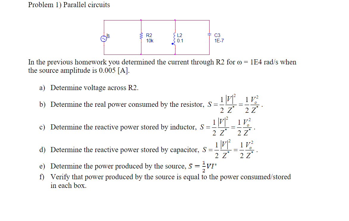 Solved Problem 1) ﻿Parallel circuitsIn the previous homework | Chegg.com