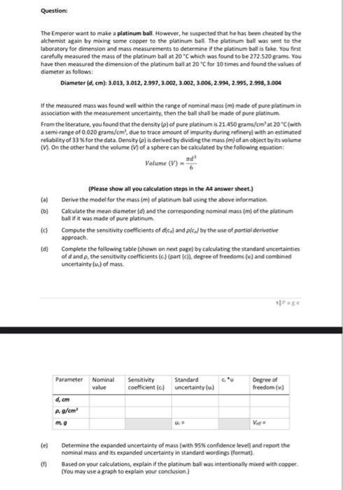 Solved i don't know how to calculate part a-e can you | Chegg.com