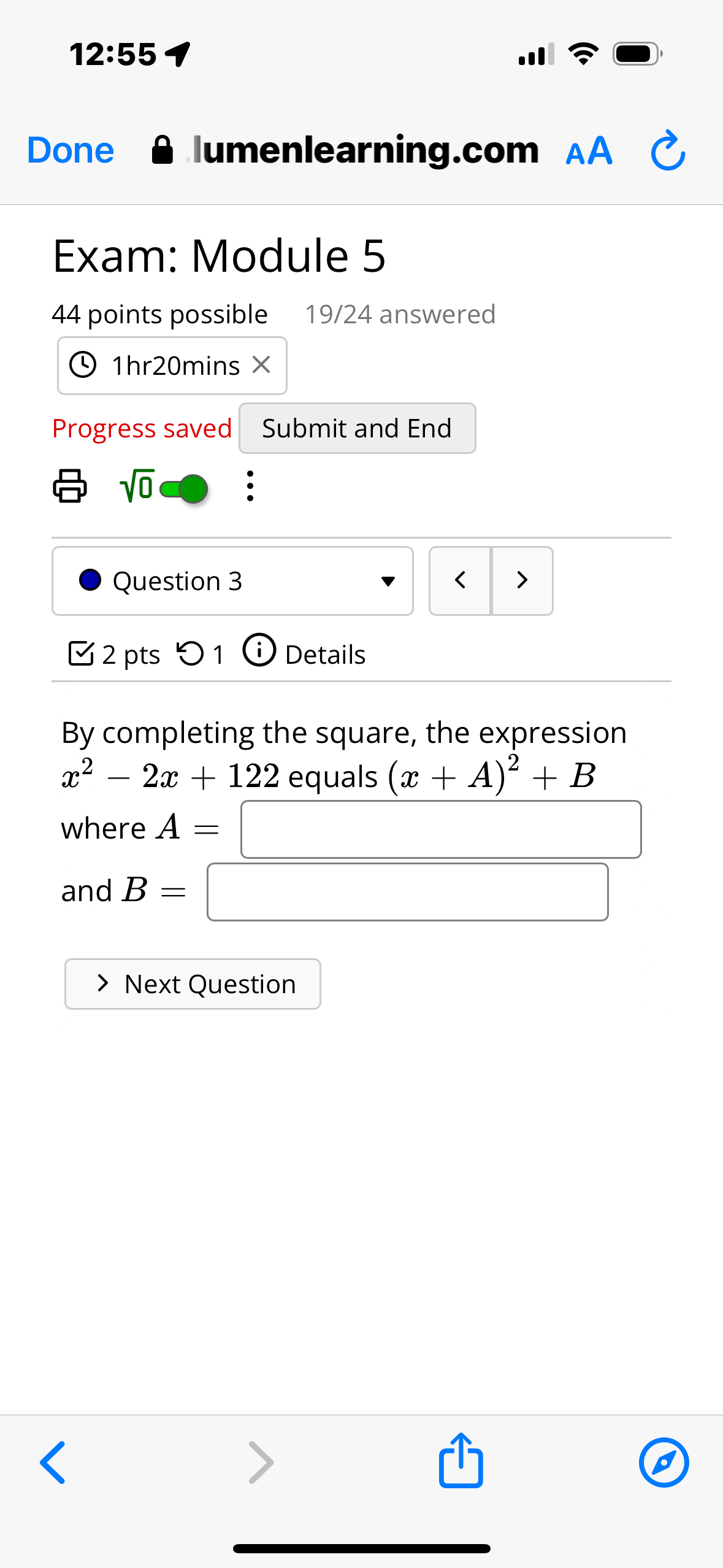 Solved 02 ,:By completing the square, the | Chegg.com