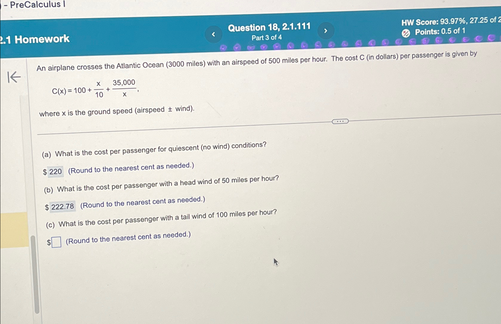 Solved PreCalculus IQuestion 18, 2.1.111HW Score: | Chegg.com