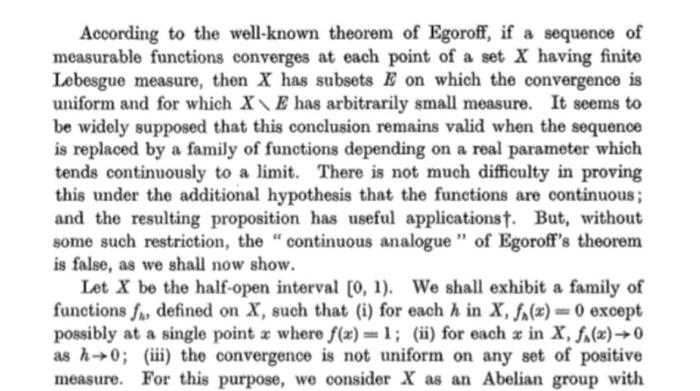 Solved According to the well-known theorem of Egoroff, if a | Chegg.com