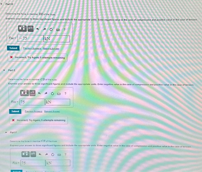 Solved SetP=0.5kN FigureX Incorrect; Try Again; 5 attempts | Chegg.com