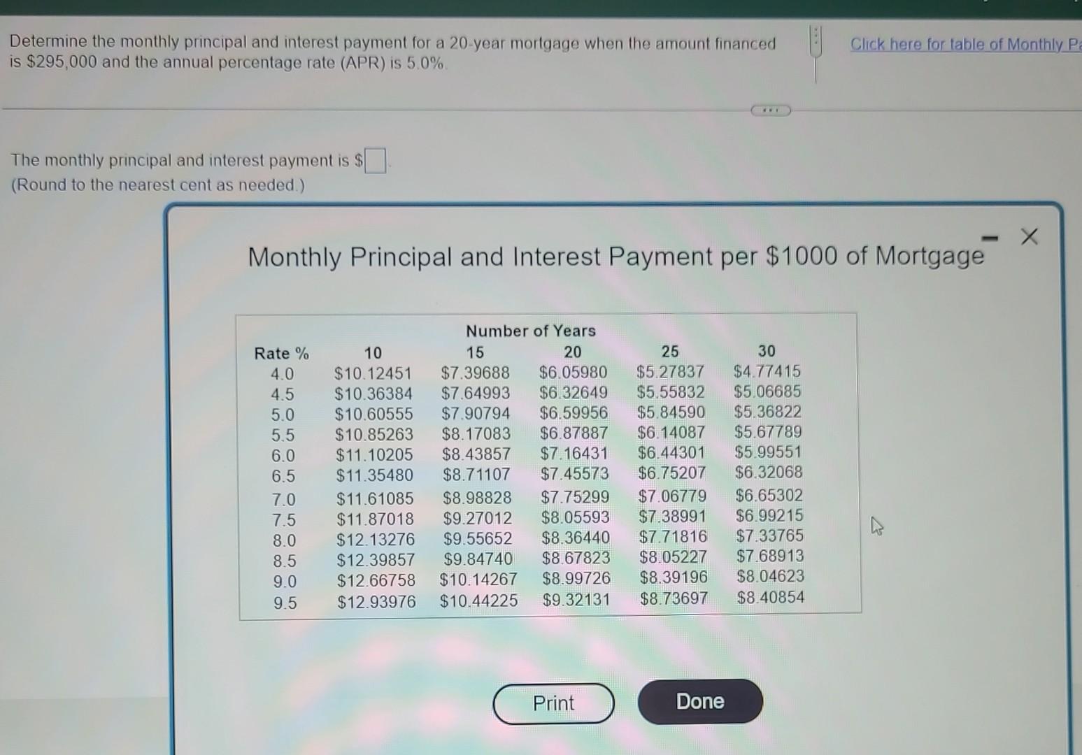 Solved Determine the monthly principal and interest payment | Chegg.com
