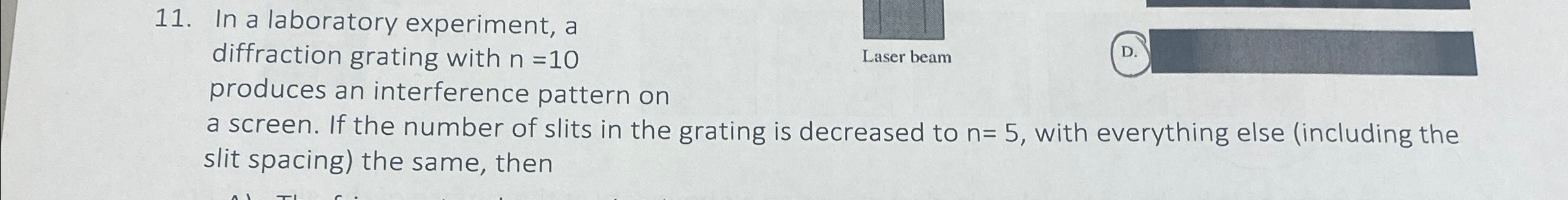 Solved In a laboratory experiment, a diffraction grating | Chegg.com