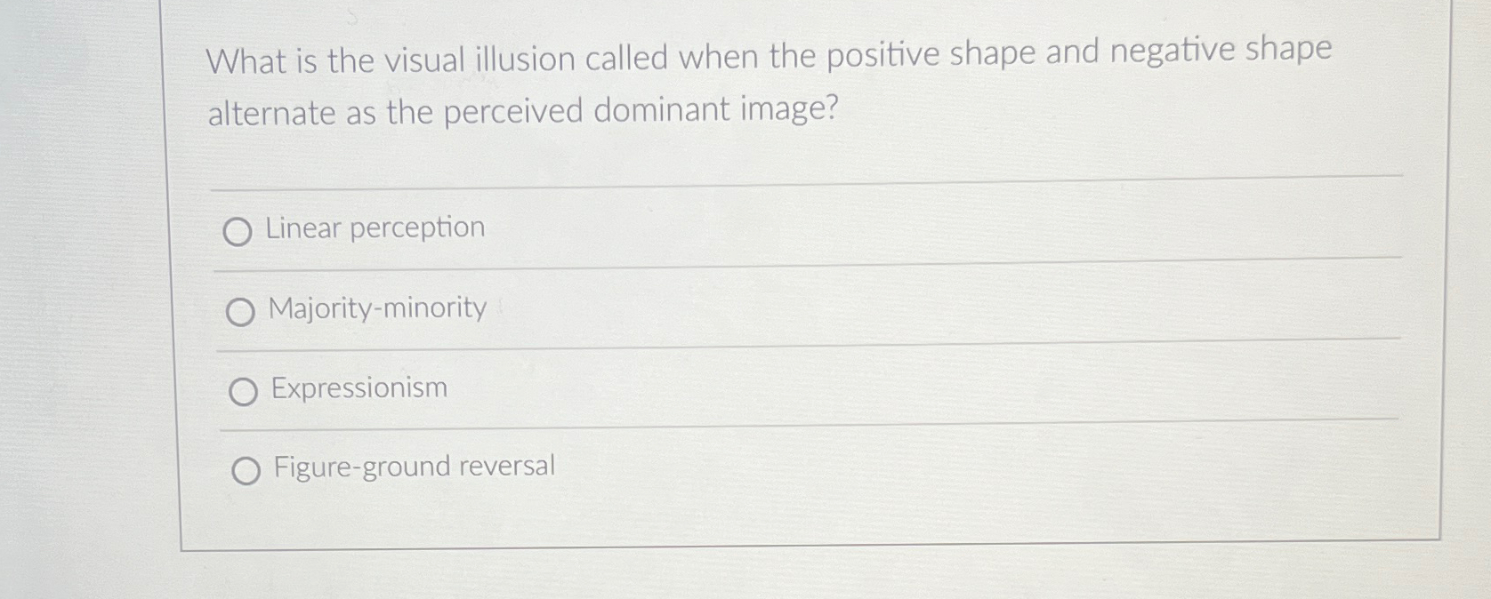 Solved What is the visual illusion called when the positive | Chegg.com