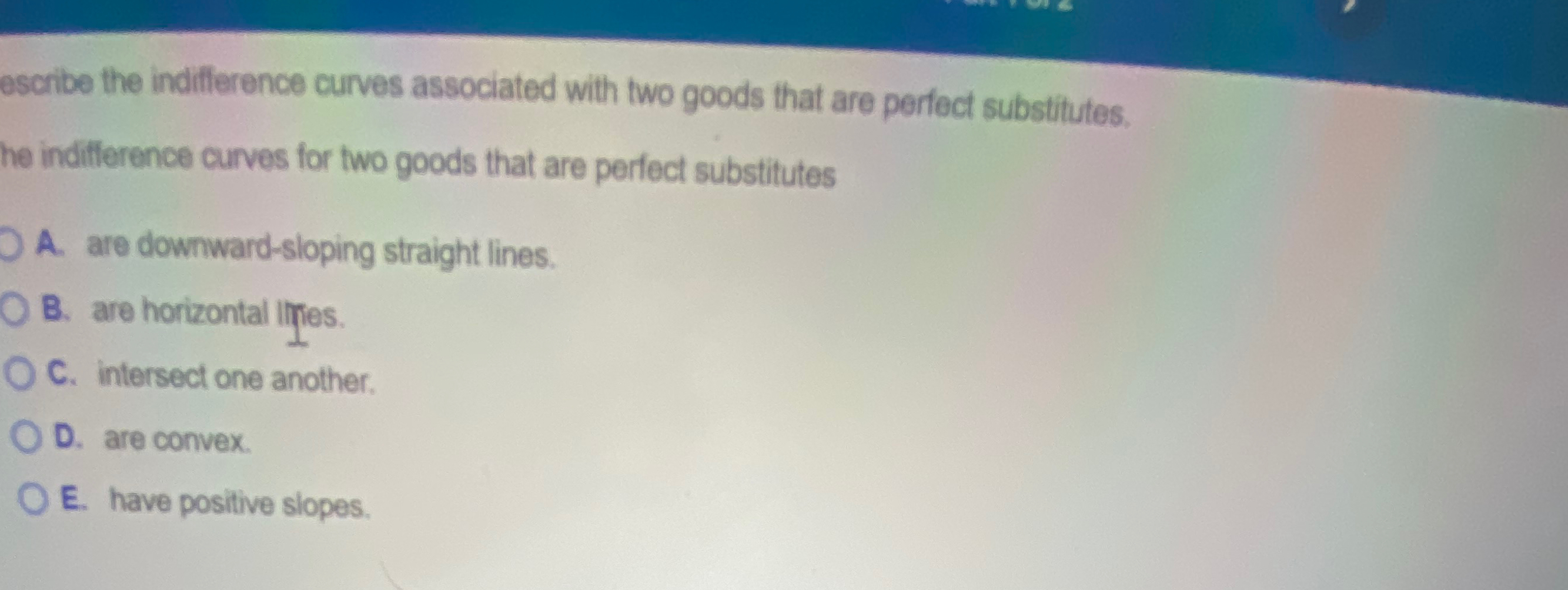 Solved escribe the indifference curves associated with two | Chegg.com