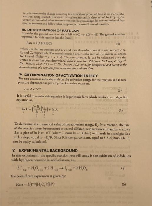 Part I. Use the method of initial rates and determine | Chegg.com