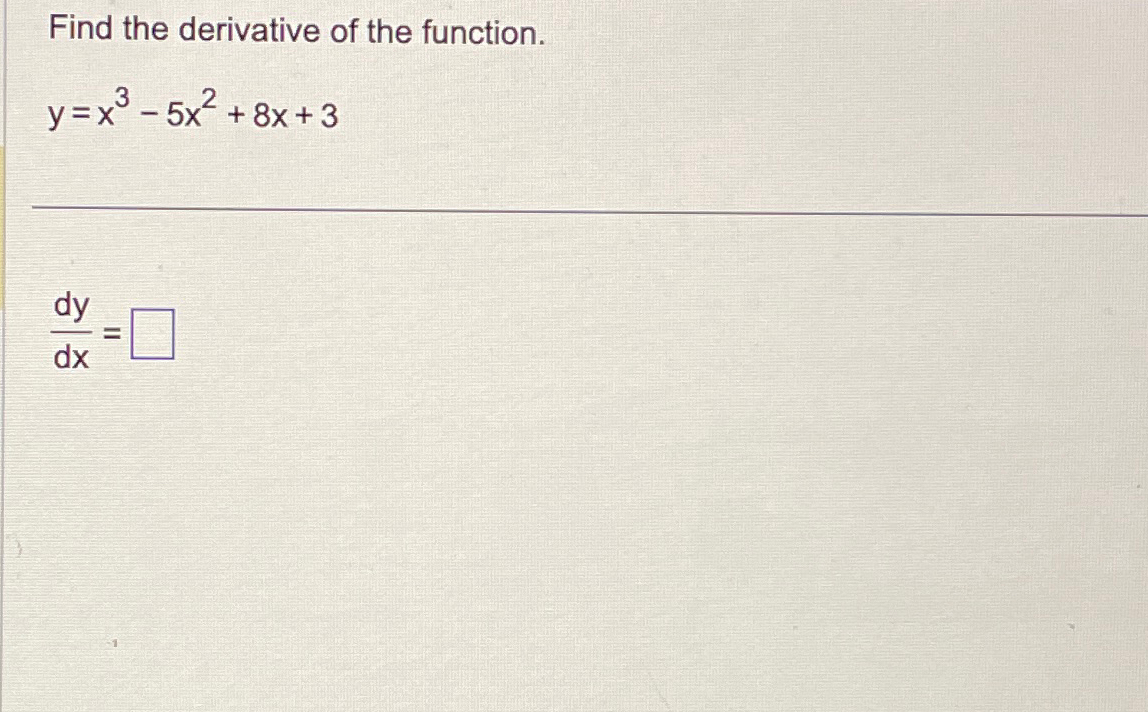 Solved Find the derivative of the | Chegg.com