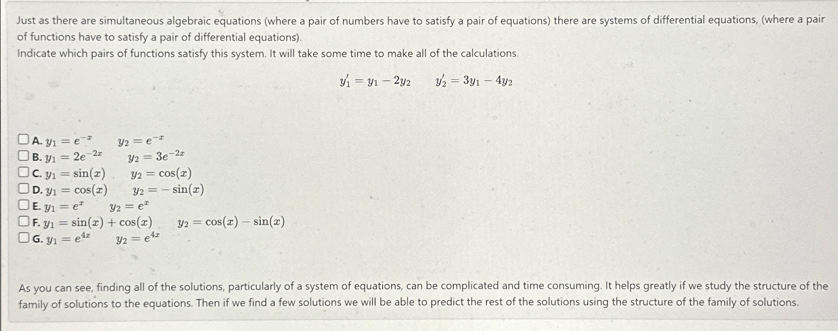 Solved Just as there are simultaneous algebraic equations | Chegg.com